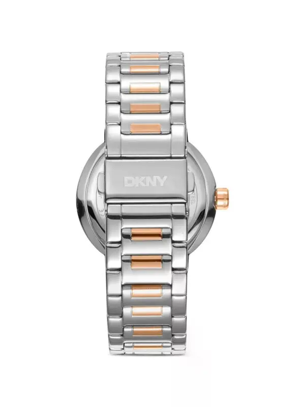 Dkny Round-face Two-tone Crystal-embellished Bezel Watch - Blue