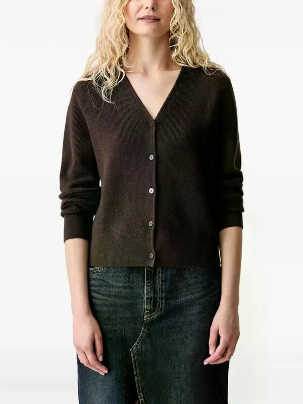 Marc O'polo V-neck Ribbed Cardigan - Brown