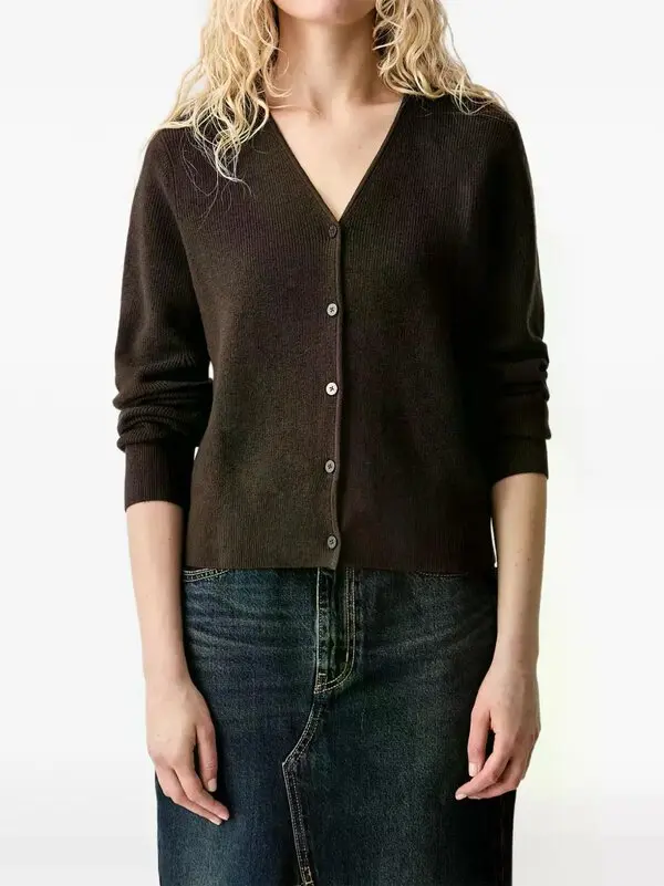 Marc O'polo V-neck Ribbed Cardigan - Brown