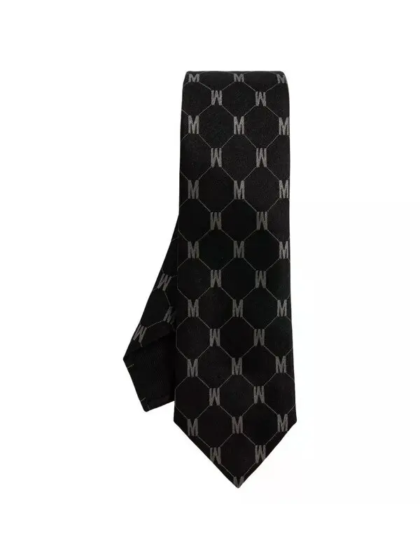 Moschino Monogram Silk Neck Tie - Black