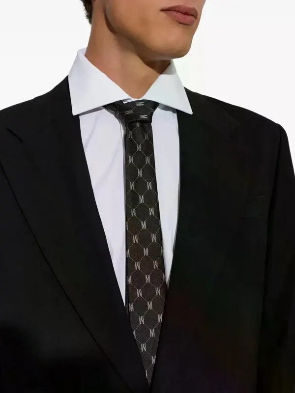 Moschino Monogram Silk Neck Tie - Black
