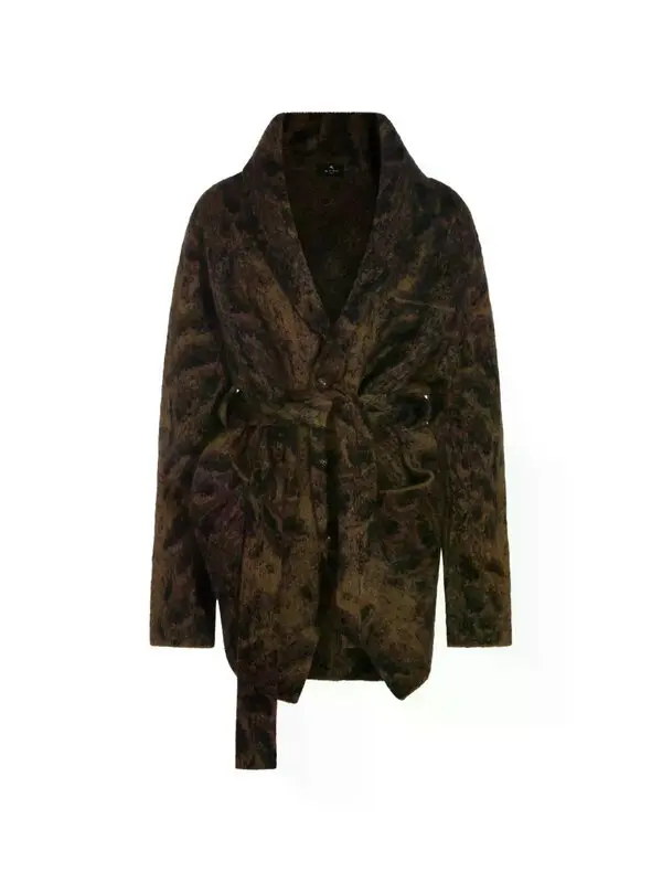 Etro Belted Leopard-print Cardigan - Brown