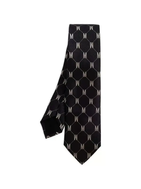 Moschino Monogram Silk Neck Tie - Black