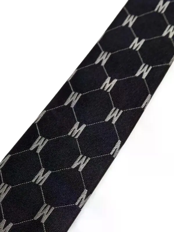 Moschino Monogram Silk Neck Tie - Black