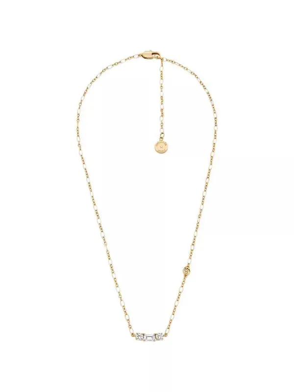 Michael Kors Crystal-embellished Logo-charm Necklace - Gold