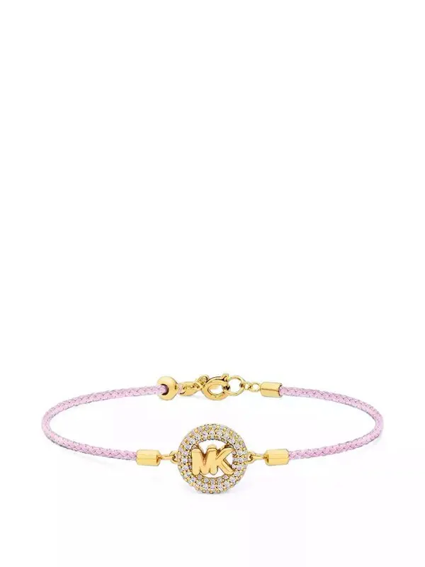 Michael Kors Logo Charm Bracelet With Inlaid Stones - Gold
