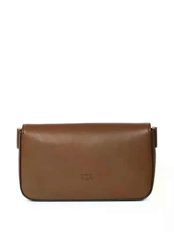 Pinko Love Birds Leather Shoulder Bag - Brown