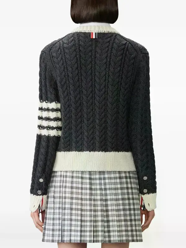 Thom Browne Merino-wool 4-bar Aran-cable Cardigan