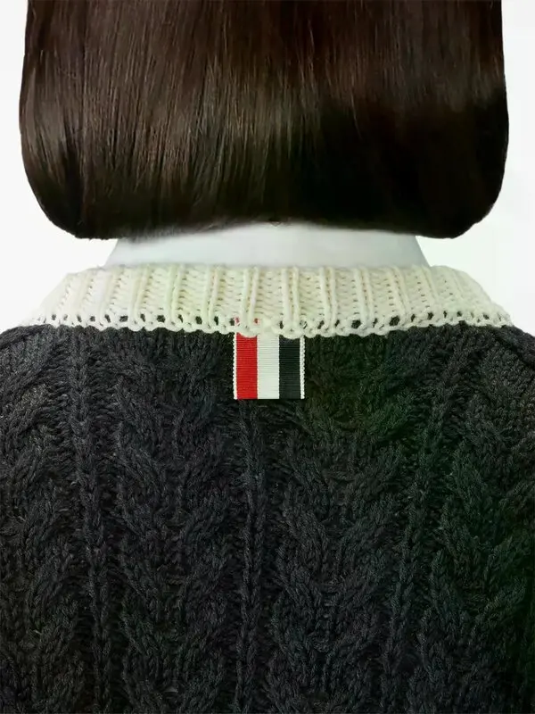 Thom Browne Merino-wool 4-bar Aran-cable Cardigan