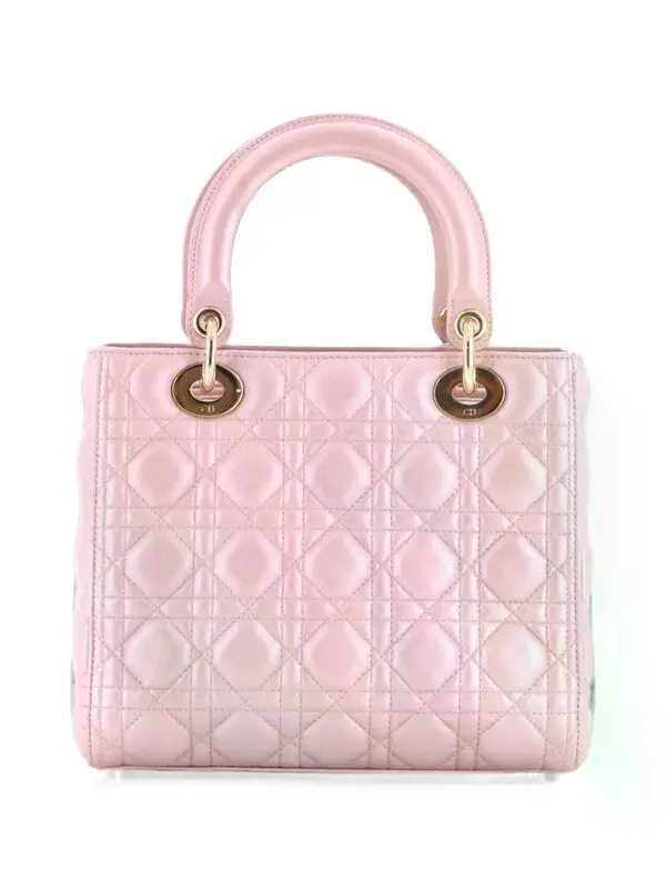 Dior Lady Bag Cannage Quilt Metallic Leather Satchel