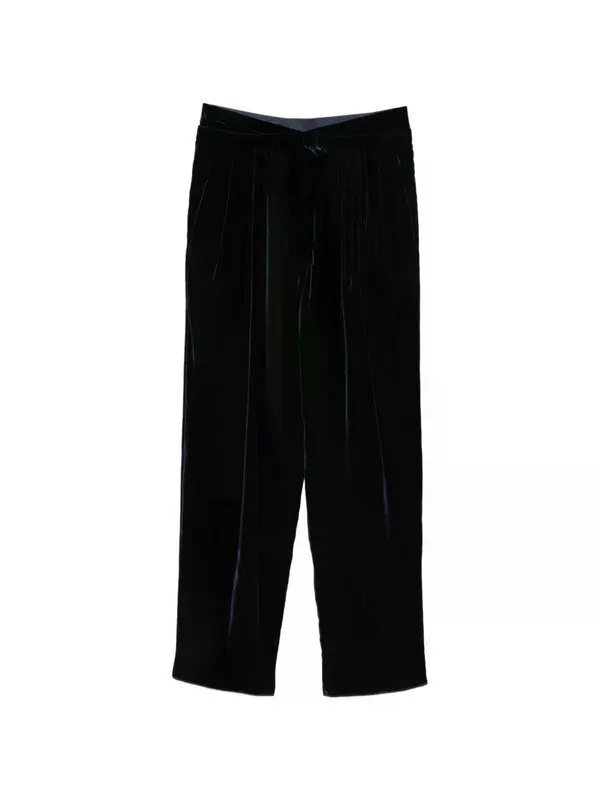 Giorgio Armani Velvet Pleated Tapered Trousers - Blue
