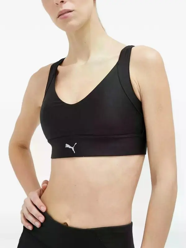 PUMA Logo-print Racerback Bra - Black