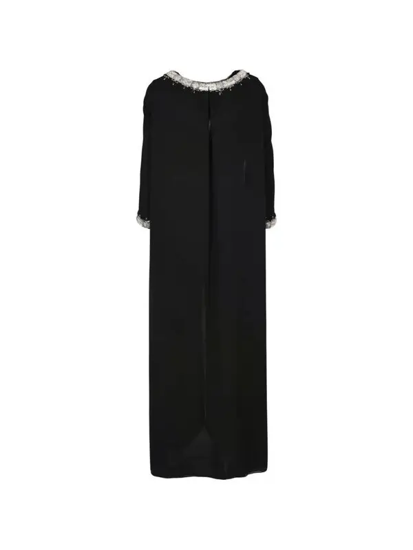 LOODYANA Hand-embroidered Cape Detail Jumpsuit - Black