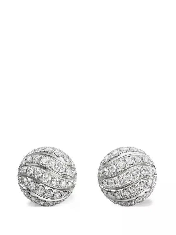 David Yurman Sculpted Cable Diamond Stud Earrings - Silver