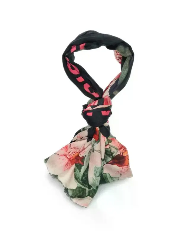 MAHARISHI Floral-print Fringed Scarf - Blue