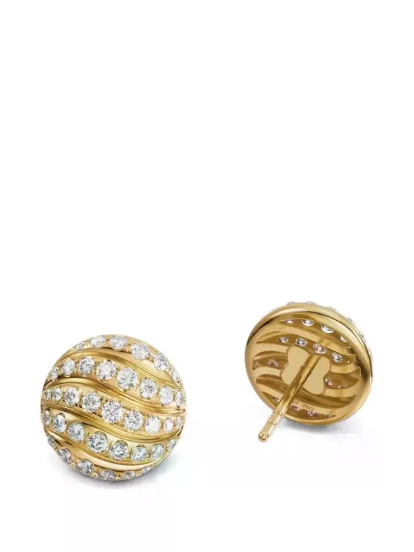 David Yurman Sculpted Cable Diamond Earrings In 18k Yellow