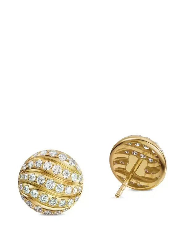 David Yurman Sculpted Cable Diamond Earrings In 18k Yellow - Gold