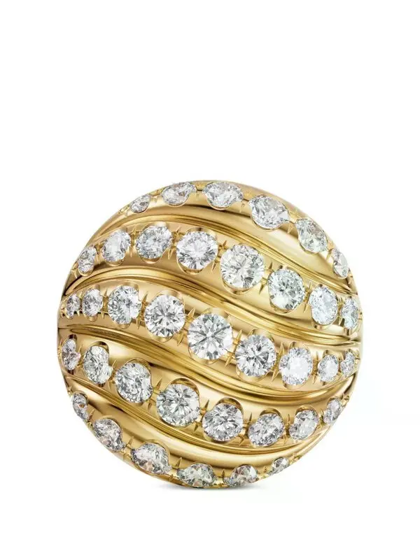 David Yurman Sculpted Cable Diamond Earrings In 18k Yellow
