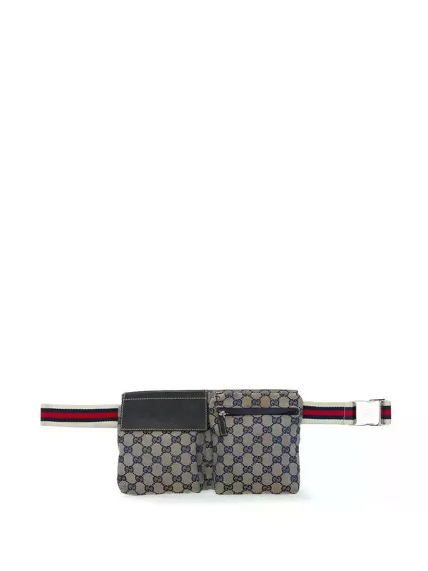 Gucci 2000-2015 Gg Canvas Web Double Pocket Belt Bag - Neutrals