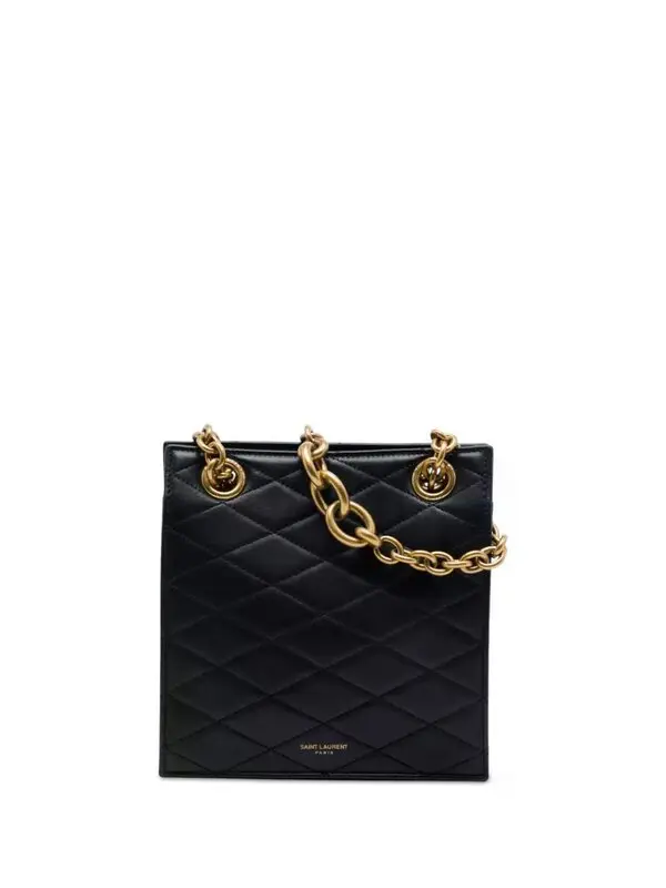 Saint Laurent 2013-2026 Quilted Calfskin Le Maillon Square Chain Crossbody Bag - Black