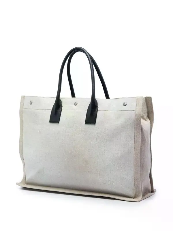 Saint Laurent 2018 Large Canvas Rive Gauche Tote Bag - Neutrals