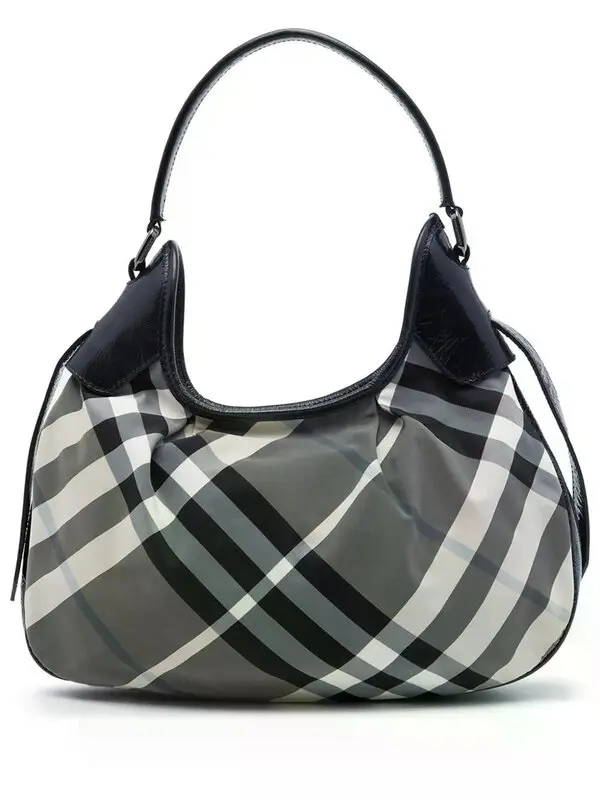 Burberry Nova Check Nylon Hobo Shoulder Bag