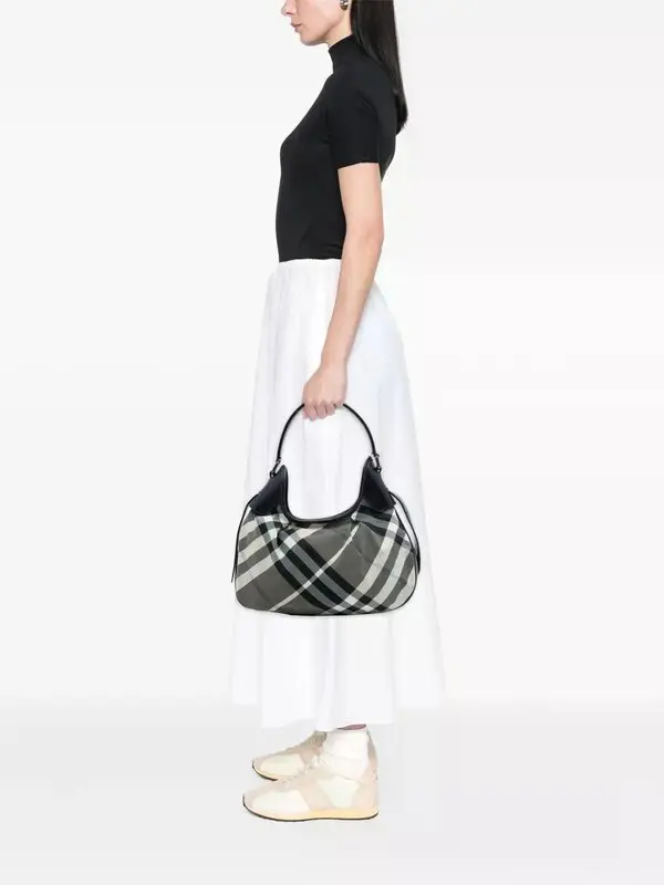 Burberry Nova Check Nylon Hobo Shoulder Bag