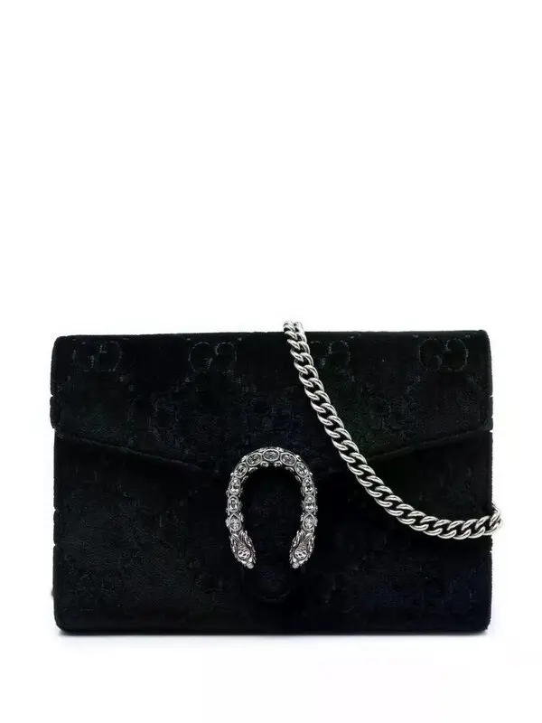 Gucci 2016-2020 Gg Velvet Dionysus Wallet On Chain Crossbody Bag - Black