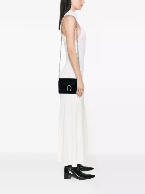 Gucci Gg Velvet Dionysus Wallet On Chain Crossbody Bag - Black