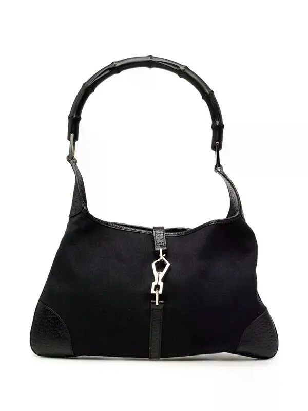 Gucci 20th Century Canvas Bamboo Jackie Hobo Bag - Black