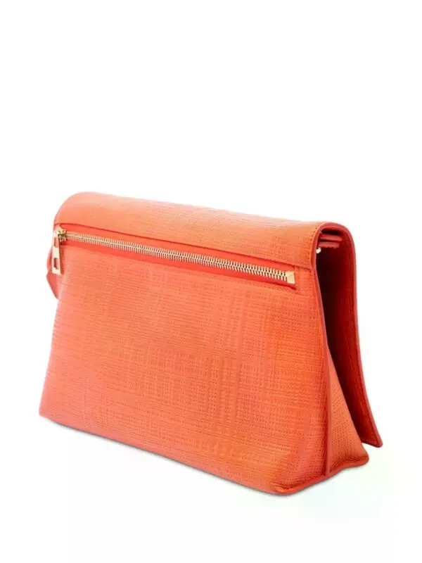 Loewe 2015 Linen Embossed Calfskin Vega Crossbody Bag - Orange