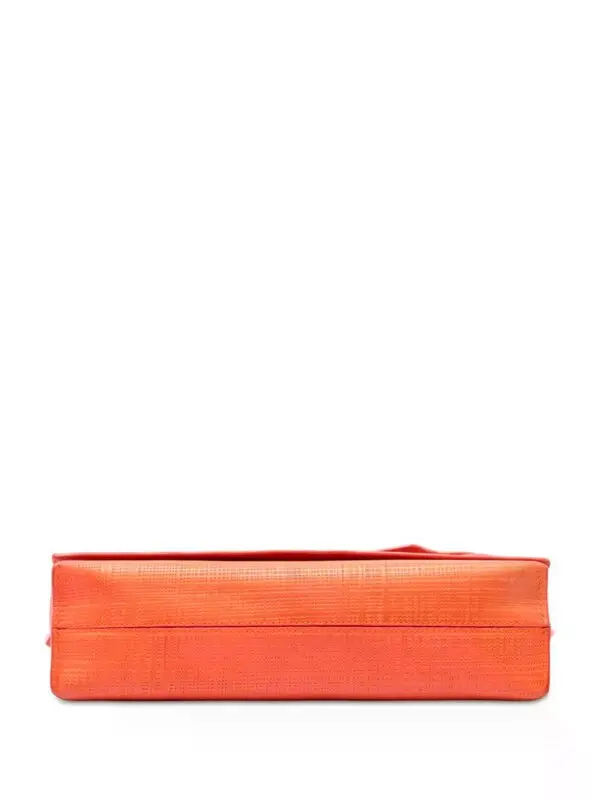 Loewe 2015 Linen Embossed Calfskin Vega Crossbody Bag - Orange