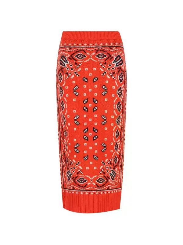 Giada Benincasa Bandana-print Knitted Midi Skirt - Red