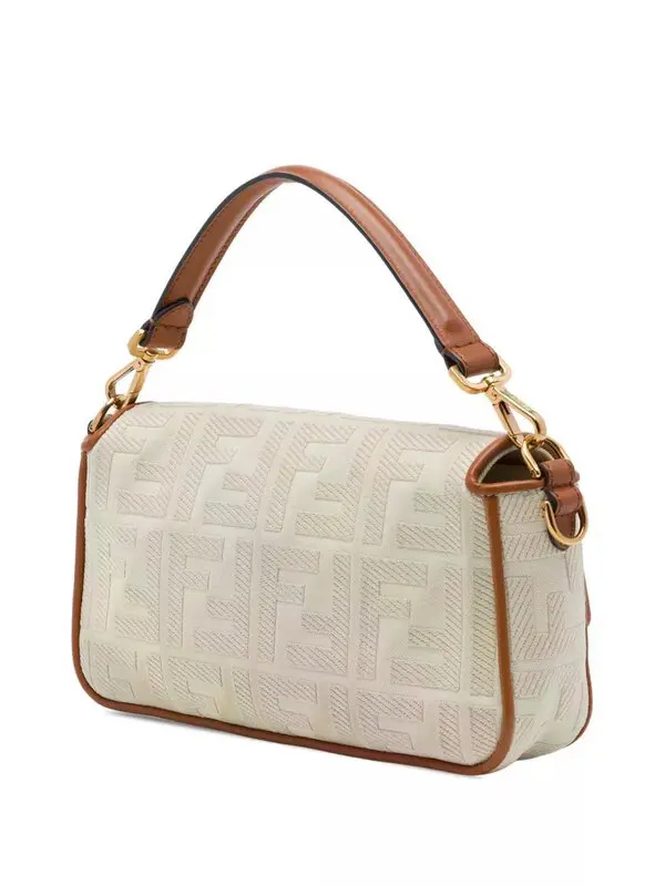 Fendi 2010-2026 Zucca Embroidered Canvas Baguette Satchel