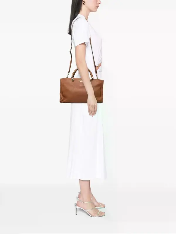 Gucci 2000-2015 Medium Calfskin Bamboo Shopper Satchel - Brown