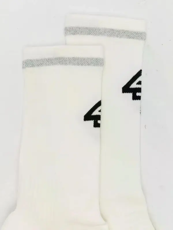 REPRESENT Logo Intarsia Ribbed-knit Socks - White