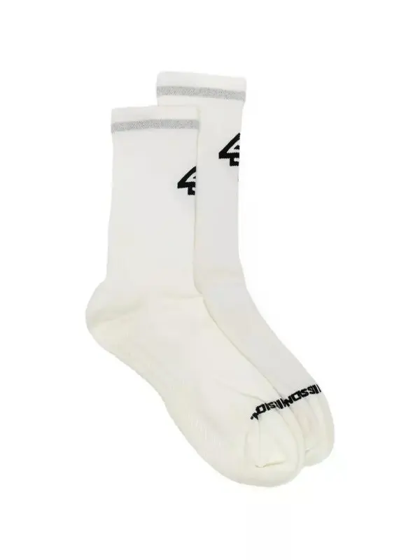 REPRESENT Logo Intarsia Ribbed-knit Socks - White
