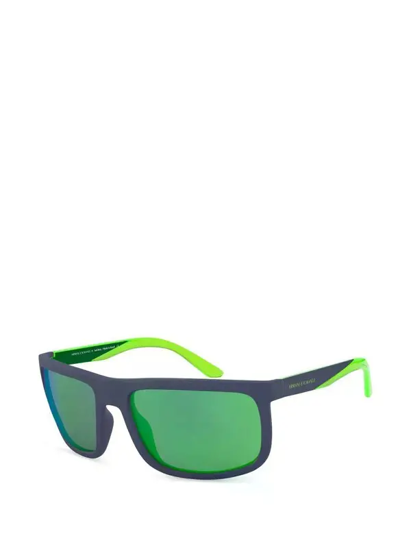 Armani Exchange Square Frame Sunglasses With Mirrored Lenses - Blue