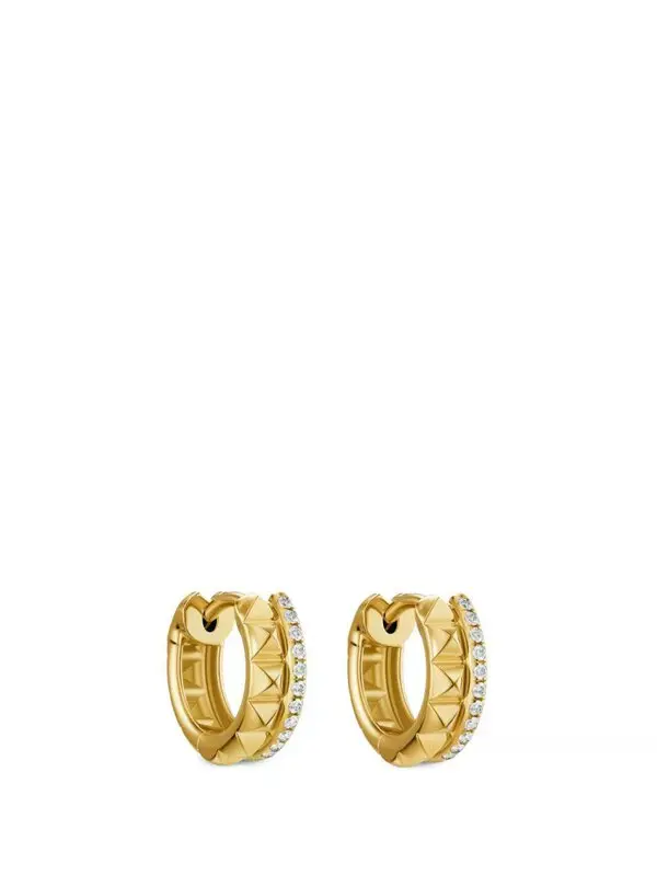 David Yurman 18k Yellow Diamond Hoop Earrings - Gold