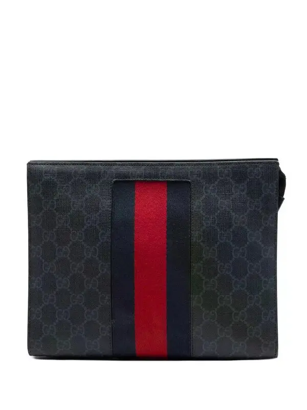 Gucci 2000-2015 Gg Supreme Web Clutch Bag - Black