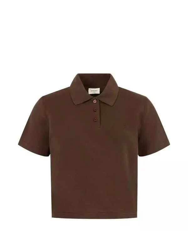 Saint Laurent Cassandre Cropped Polo - Brown
