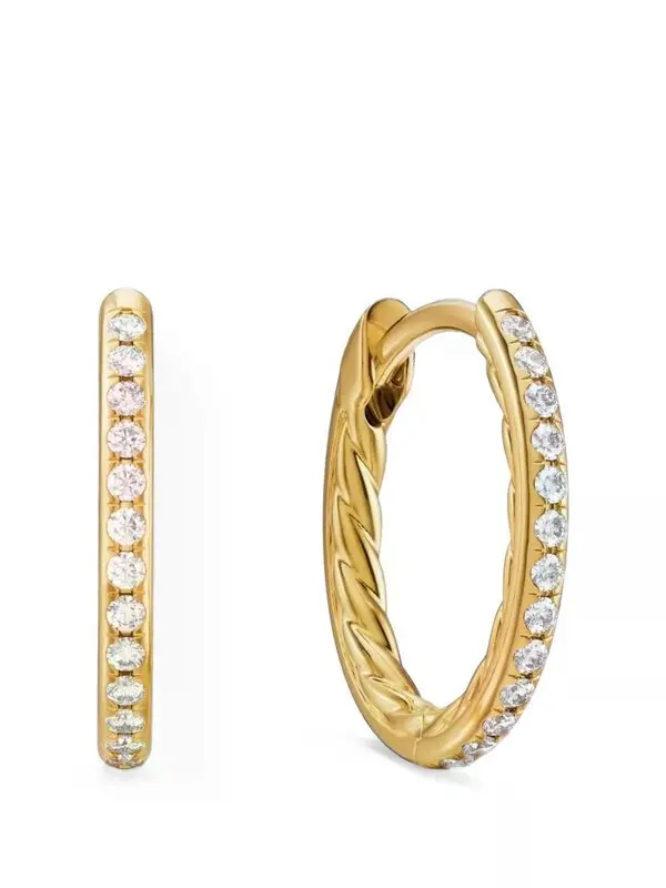 David Yurman Diamond Hoop Earrings - Gold