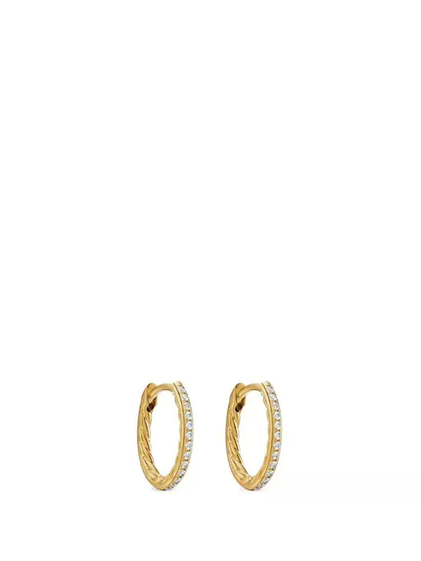 David Yurman 18k Yellow Diamond Pavé Hoop Earrings