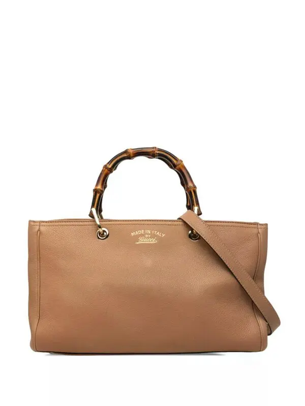 Gucci 2000-2015 Medium Calfskin Bamboo Shopper Satchel - Brown
