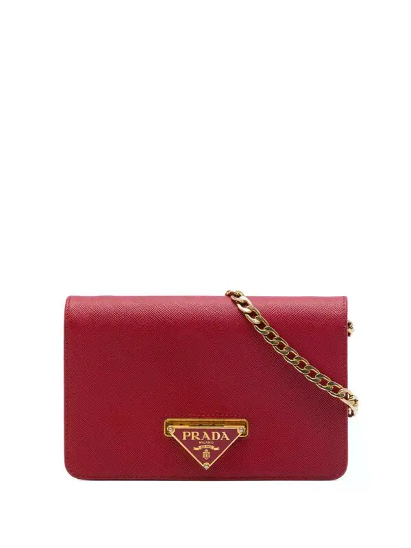 Prada Saffiano Leather Wallet On Chain Crossbody Bag - Red