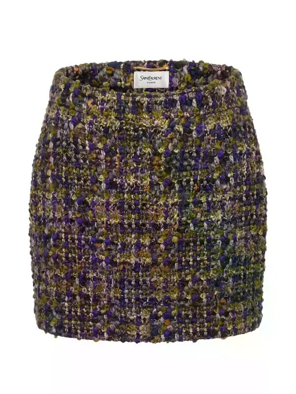 Saint Laurent Bouclé-knit Skirt - Purple