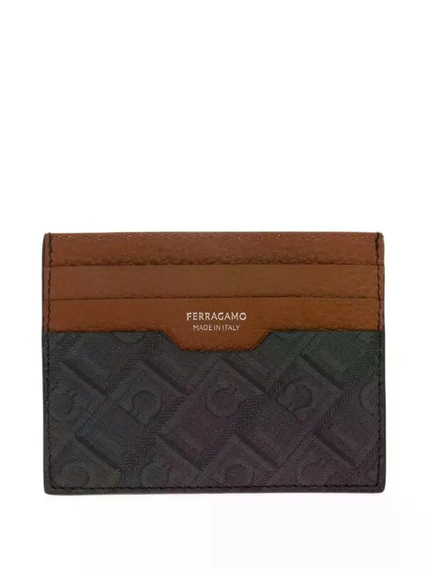 FERRAGAMO Monogram Credit Cardholder - Black