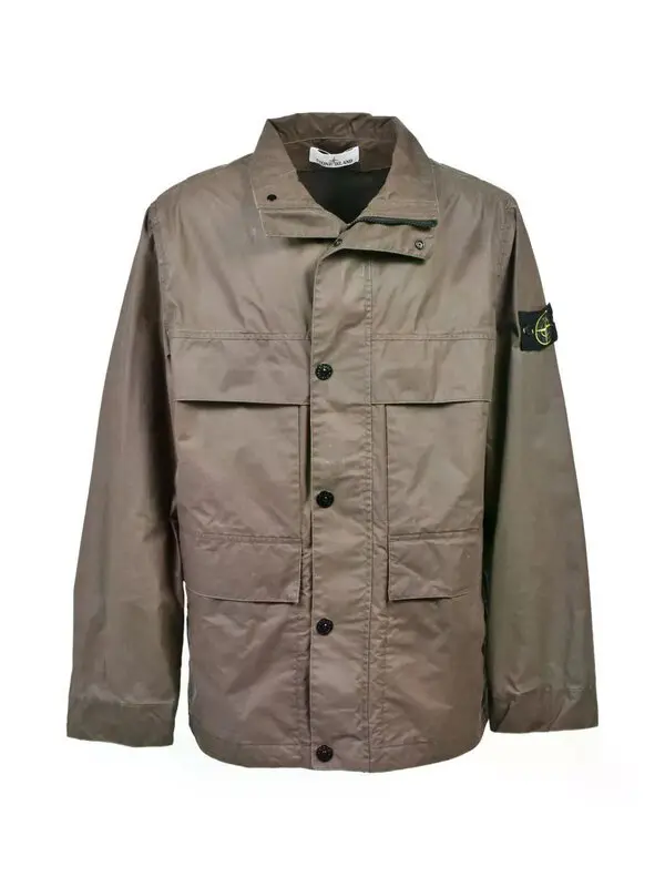 Stone Island Waxed-effect Field Jacket - Brown