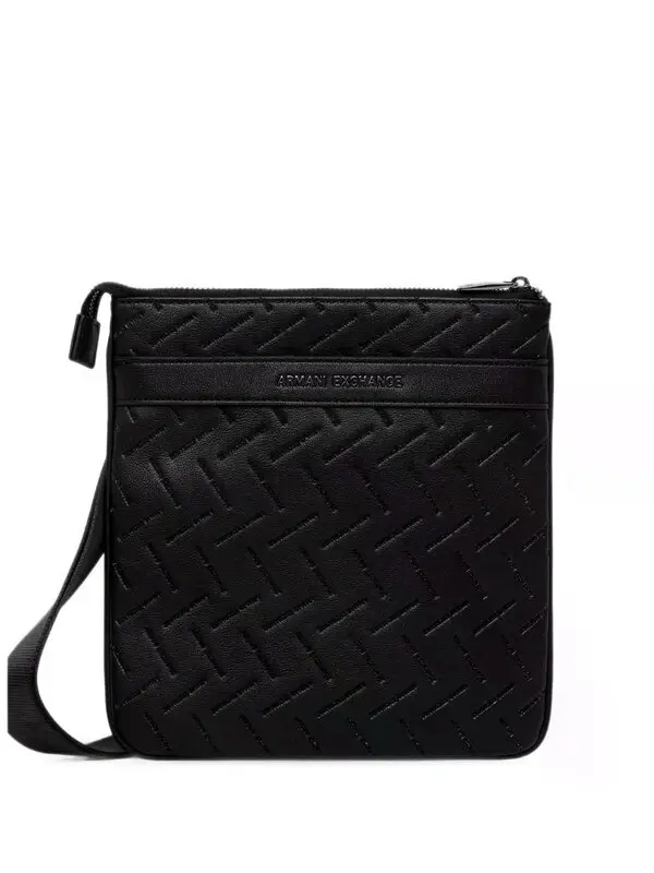 Armani Exchange Logo-embossed Messenger Bag - Black