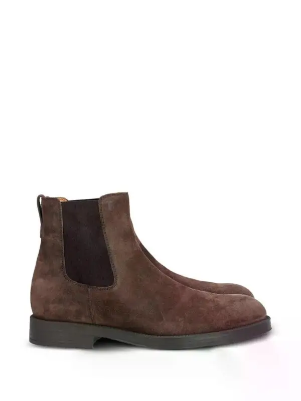 TOD'S Suede Chelsea Boots With Monogram Detail - Brown